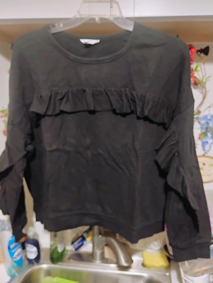 Women's Time And Tru Brand Large Black Ruffle Sweater New In Bag | eBay