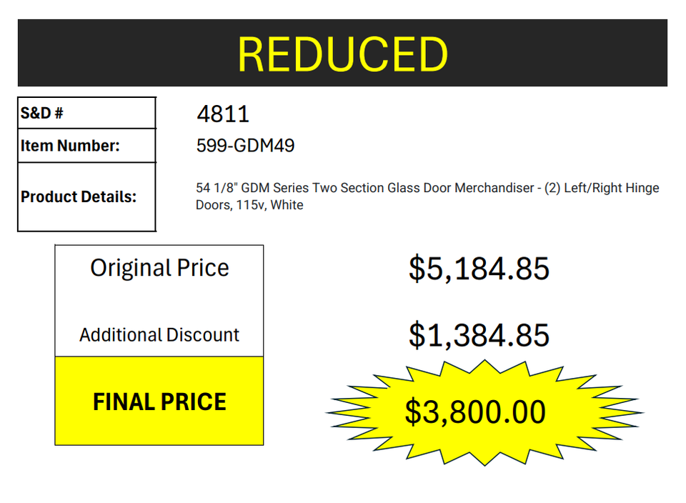 |4811| 54 1/8" GDM Series Two Section Glass Door Merchandiser - (2 ...