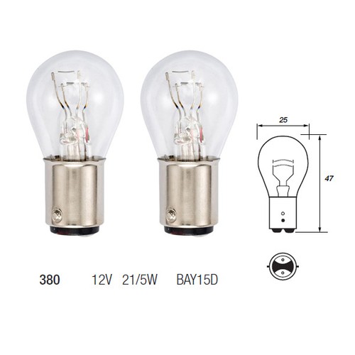 2 x 380 P21/5W BAY15D Brake Stop & Tail Light Car Bulbs 12v 21/5w Twin ...