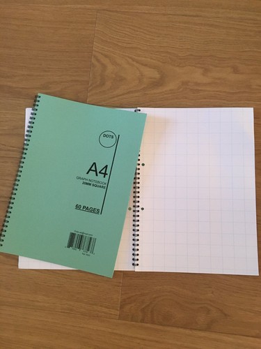 A4 Graph Paper 20mm 2cm Squared Note Book Wire Bound 60 Pages, Grid ...