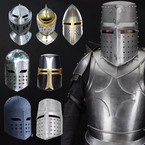 Medieval Great Bucket Helm Knights 20G Steel Templar Crusader Helmet | eBay