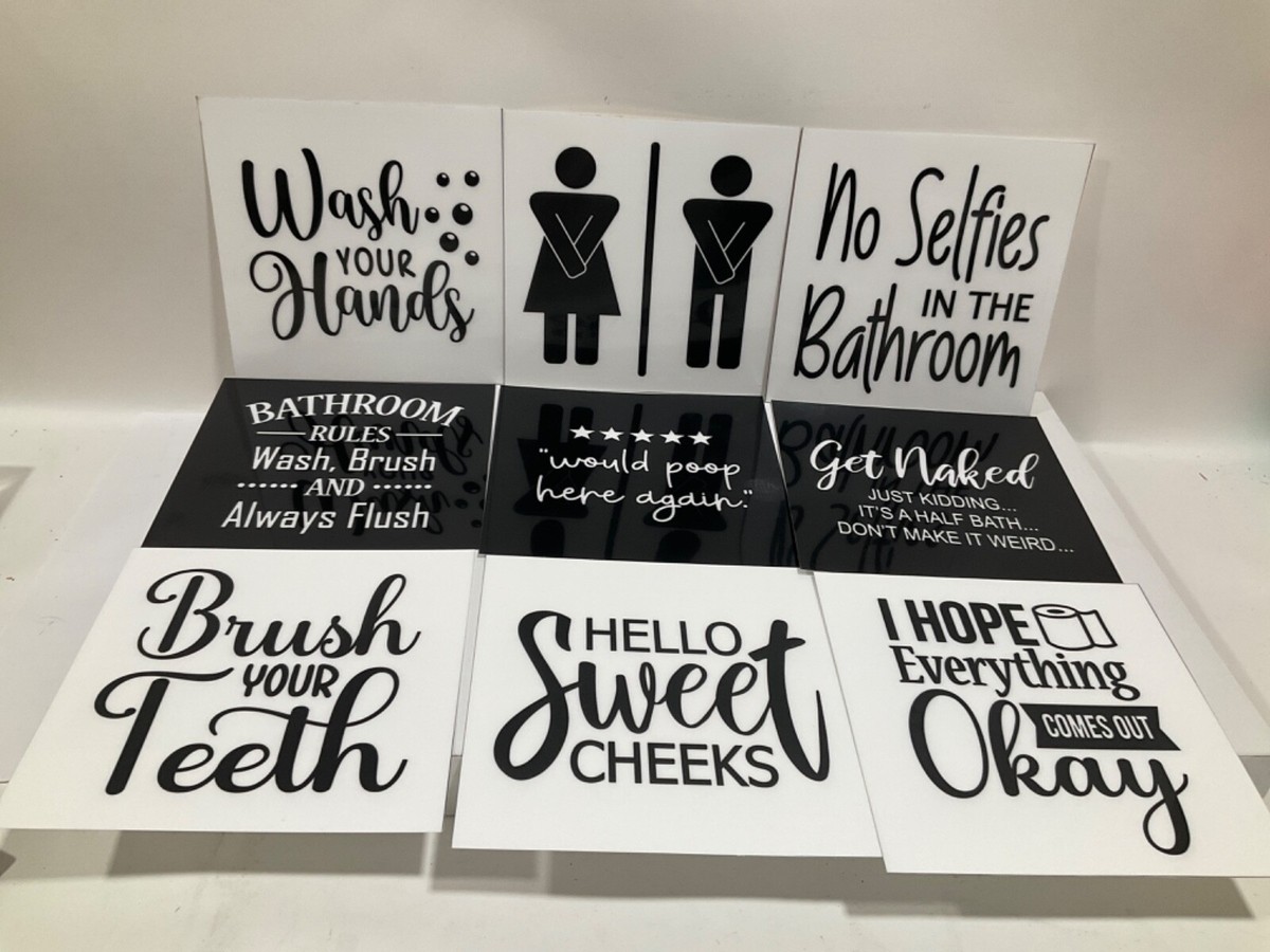 Funny Bathroom Rules Signs Nordic Black White Funny Bathroom Rules