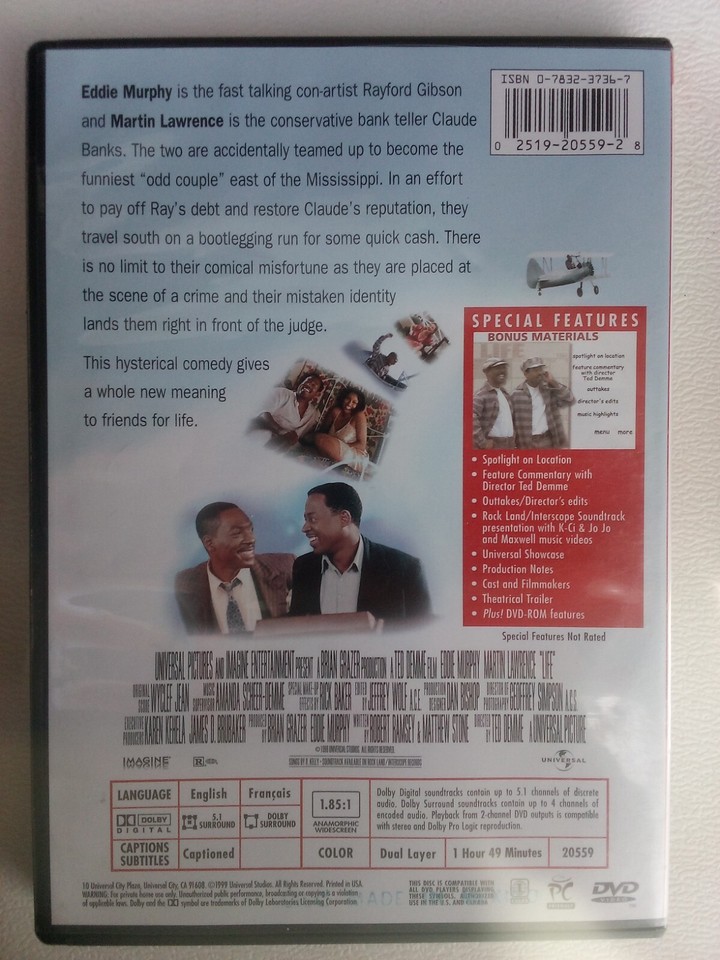 LIFE DVD Movie Comedy Eddie Murphy Martin Lawrence Widescreen | eBay