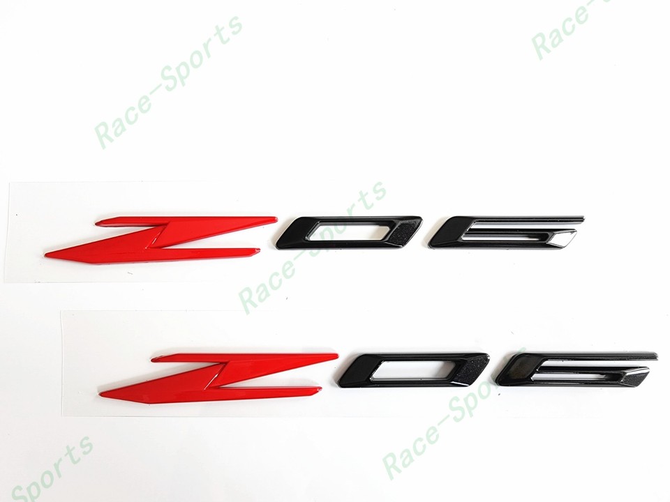 2PCS Gloss Red Flash Black Side Z06 Emblem Badge For 2023 2024 Corvette ...
