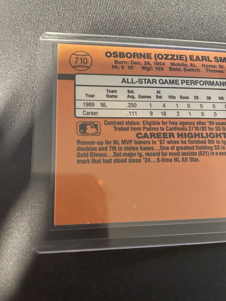 Ozzie Smith Donruss 1990 *DUAL ERROR BASEBALL CARD* Extremely Rare MINT ...