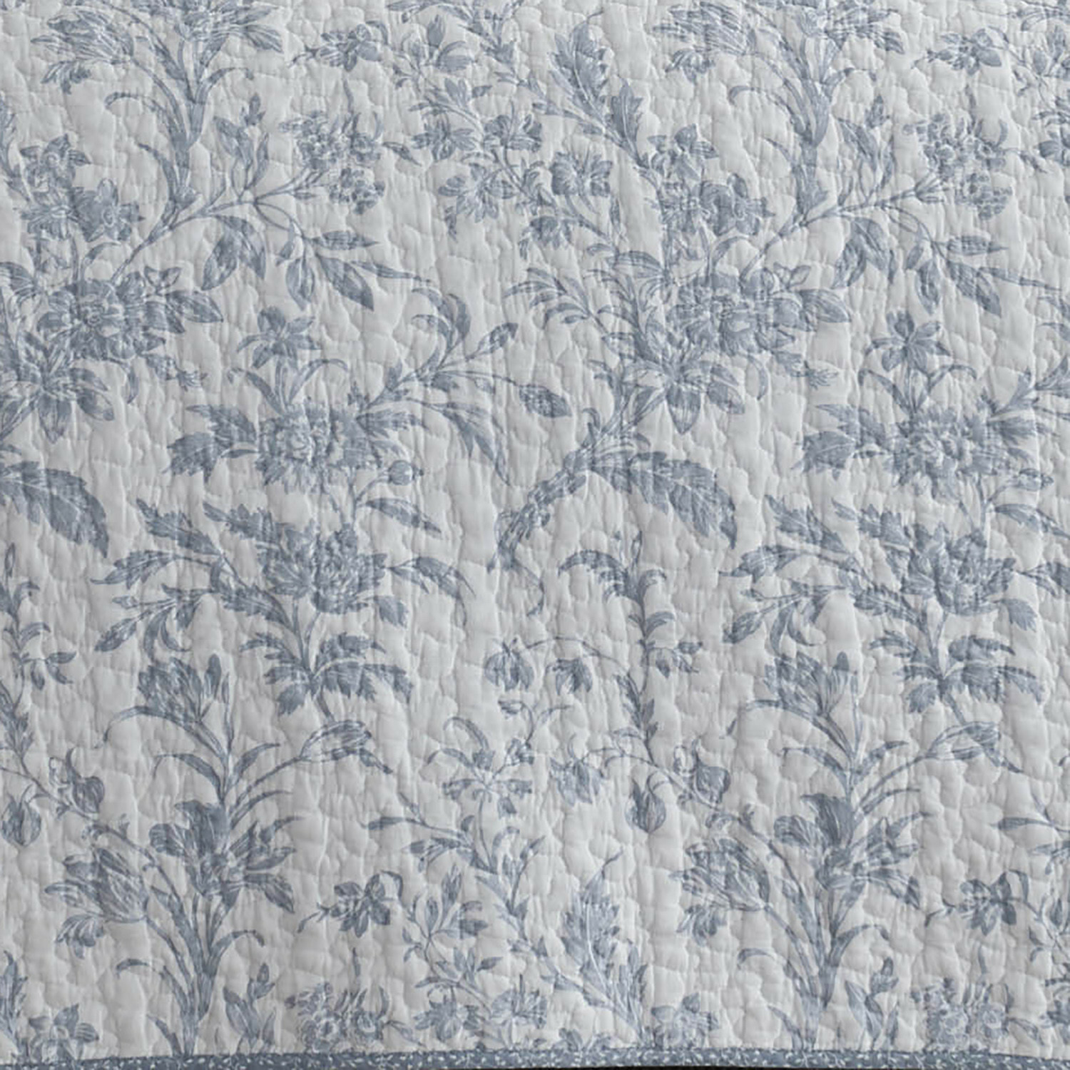 Blue White Floral Toile 3 pc Cotton Quilt Coverlet Set Twin Full Queen ...