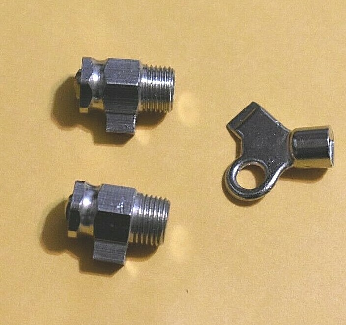 2 Radiator Nickel Plated Brass Air Vent Bleeder Coin Valves 1/8" MIP ...