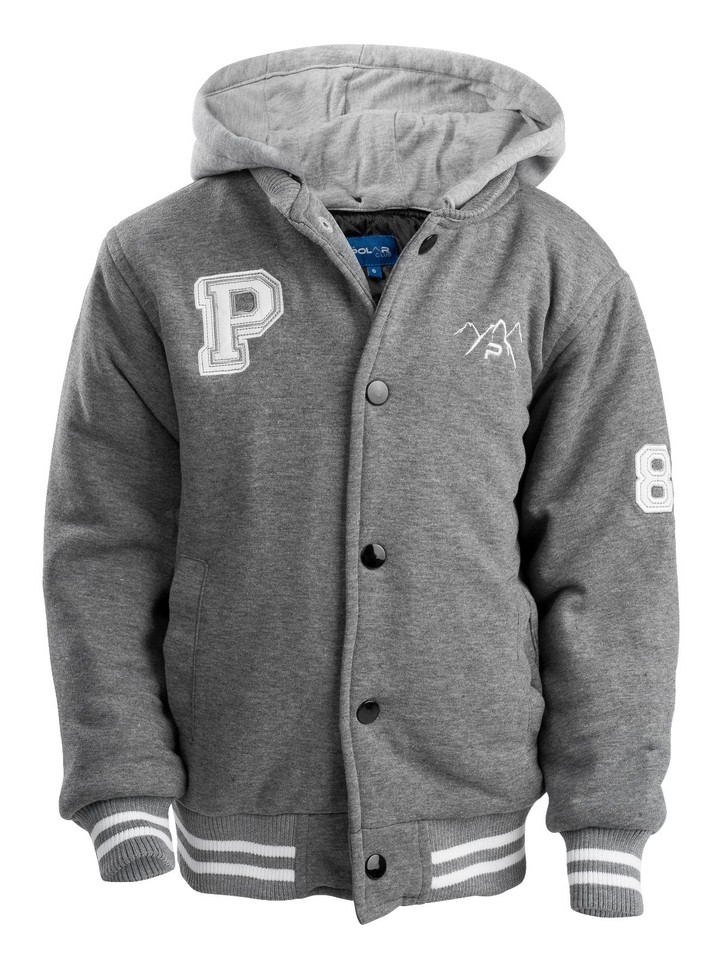 THE POLAR CLUB BOYS FLEECE VARSITY BASEBALL JACKET PADDED- 3 COLORS ALL ...