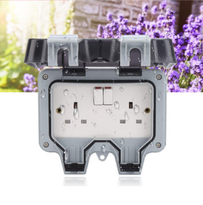 New 13 Amp 2 Gang Weatherproof Outdoor Double Switched Socket Plug ...