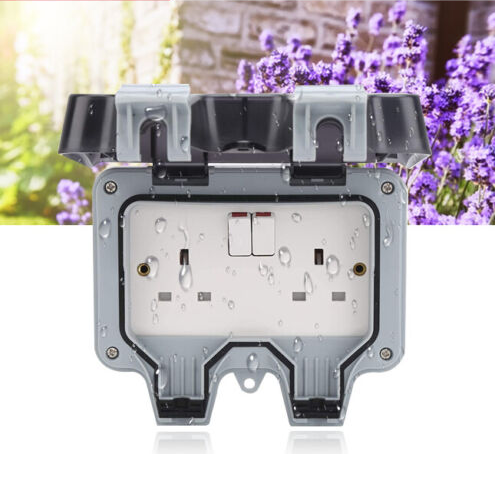 New 13 Amp 2 Gang Weatherproof Outdoor Double Switched Socket Plug ...
