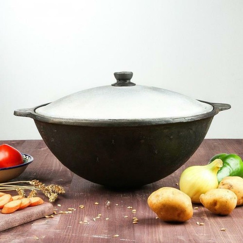 Kazan Казан Uzbeki Tatar Dish Plov Pot Mangal Cast Iron Pan Cooking 16 ...