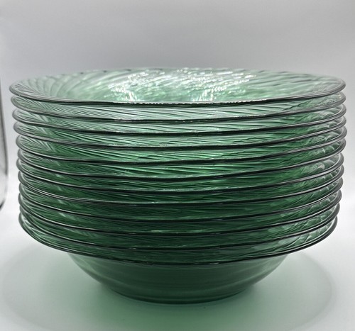 Pyrex Festiva Swirl Clear Green Glass Rimmed Bowls Vintage Set of 12 | eBay