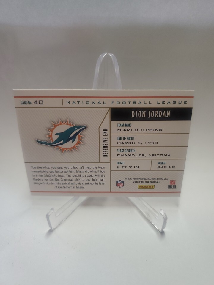 2013 Prestige Tickets Dion Jordan Rookie Miami Dolphins #40 | eBay