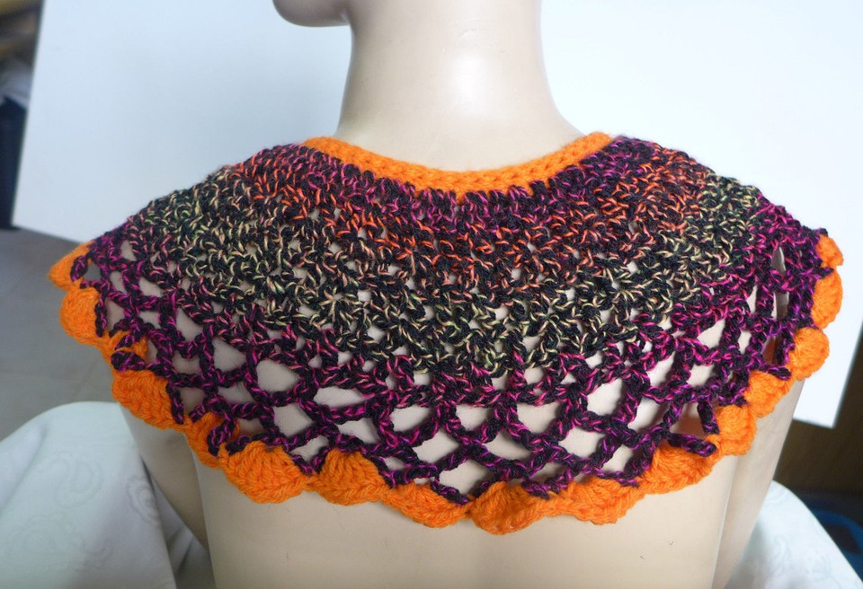 Handmade Crocheted Collar Scarf Capelet Purples Acrylic Neck Warmer ...