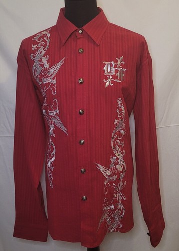 Barefox Shirt Mens 3XL Button Up Embroidered Winged Horse Pattern ...