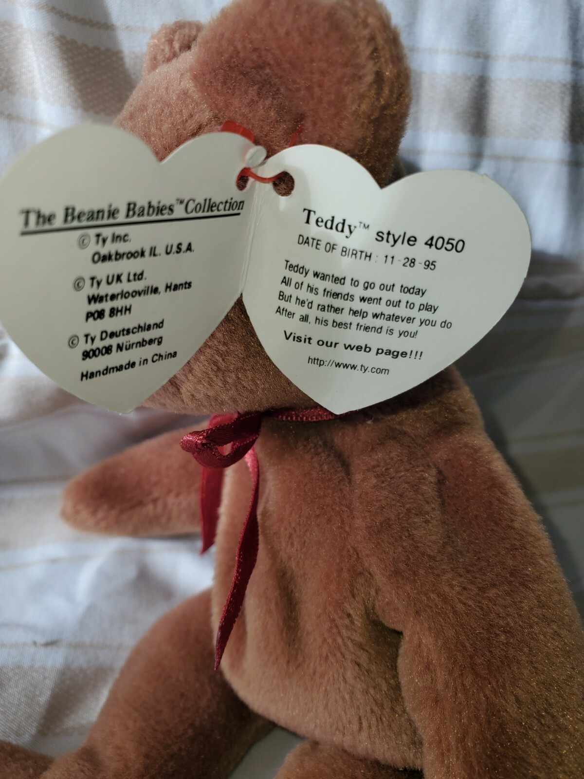 Ty TEDDY Beanie Baby Errors on hang & Tush tag & Face Rare Beanie PVC ...
