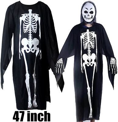 Halloween Skeleton Costume Clothes Ghost Cloak Skeleton Coat Halloween ...