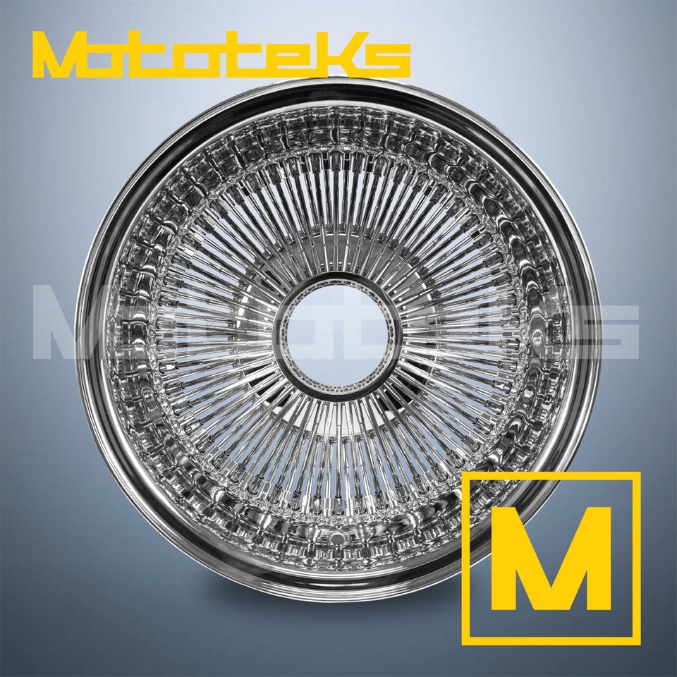 14X7 LUXOR WIRE WHEEL 100 STRAIGHT REV LOWRIDER CHROME RIM SINGLE WHEEL ...