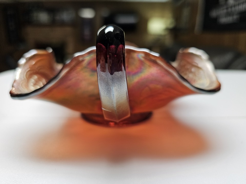 Fenton Lotus & Grape Handled Bon Bon Dish In Carnival Glass ~ Rare | eBay