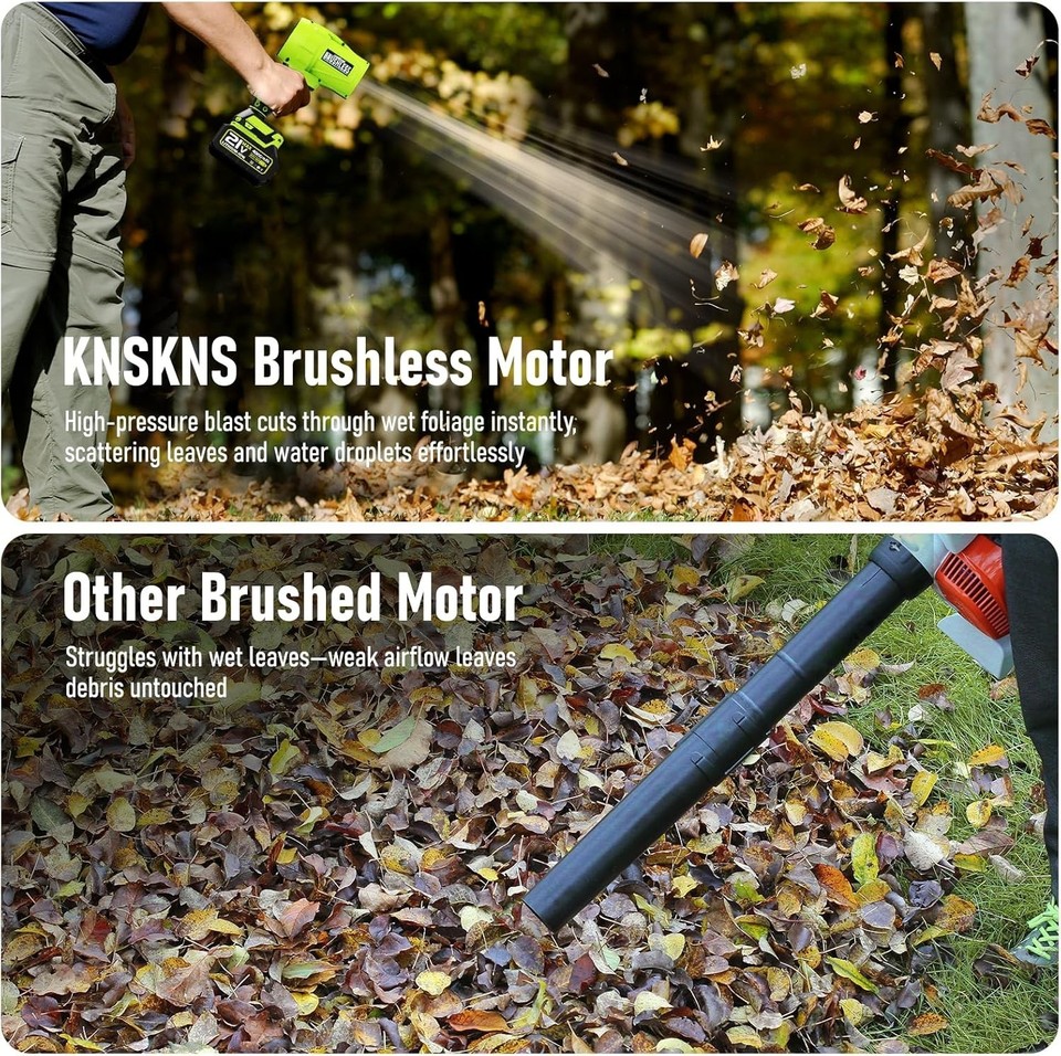 Cordless High-Power Leaf Blower – 580,000 RPM with 2 Batteries & 3 ...