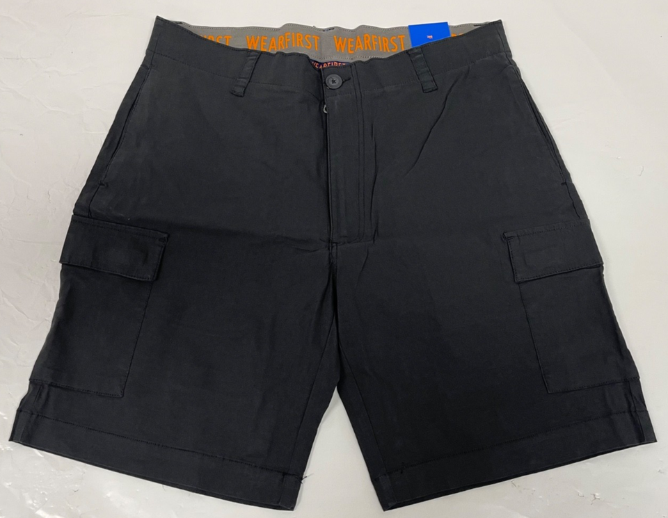 WearFirst Men’s BLACK Classic Fit Stretch Waist Cargo Shorts NWT Choose ...