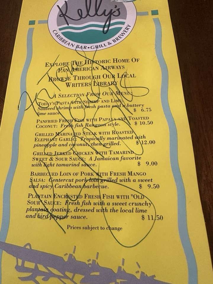 Kelly McGills Autographed Menu Hand Signed Wet Signature Top Gun Movie ...