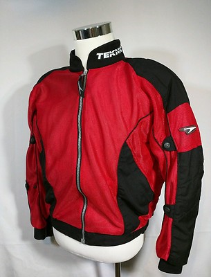 Men's Teknic Red Mesh Motorcycle Jacket w Foam Pads Size 40 US / 50 EU ...