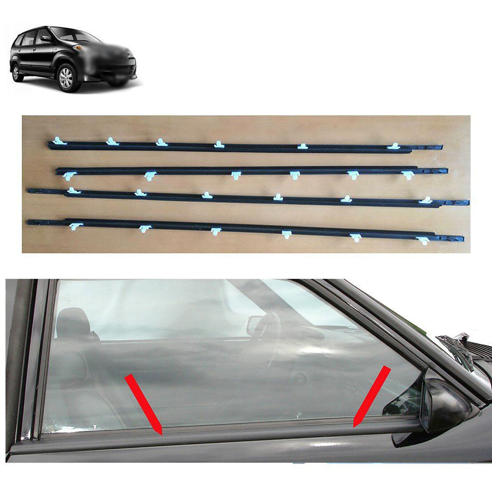 Car Outside Window Weatherstrip Seal Belt Molding for Toyota Avanza ...