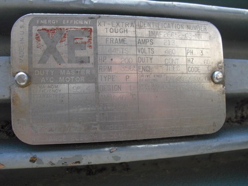 200 HP Reliance AC Electric Motor 3600 RPM 445TS Frame TEFCBB-EXP 460 V ...