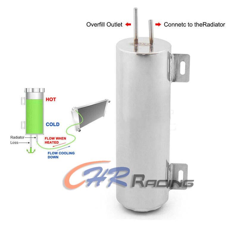 3" x 9'' Polished Stainless steel Radiator Overflow Tank Car Cooling ...