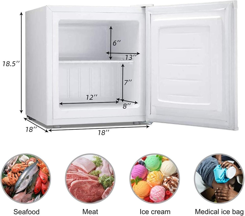 Compact Chest Upright Freezer Reversible Stainless Steel Door,1.1 cu.ft ...