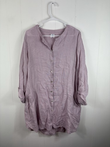 Sigurd Olsen Woman’s Purple 100% linen Long Sleeve Button Tunic Size XL ...