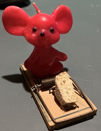 Vintage Novelty Mouse Candle on Mousetrap Gag Gift Retro Decor Funny ...