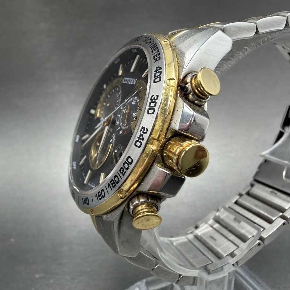 Citizen Eco-Drive PCAT Watch Men Blue Dial Two Tone Date Alarm Chrono ...