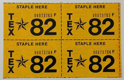 🐾 1982 TEXAS "PASSENGER" LICENSE PLATE RENEWAL STICKERS (LOT OF 4) NEW ...
