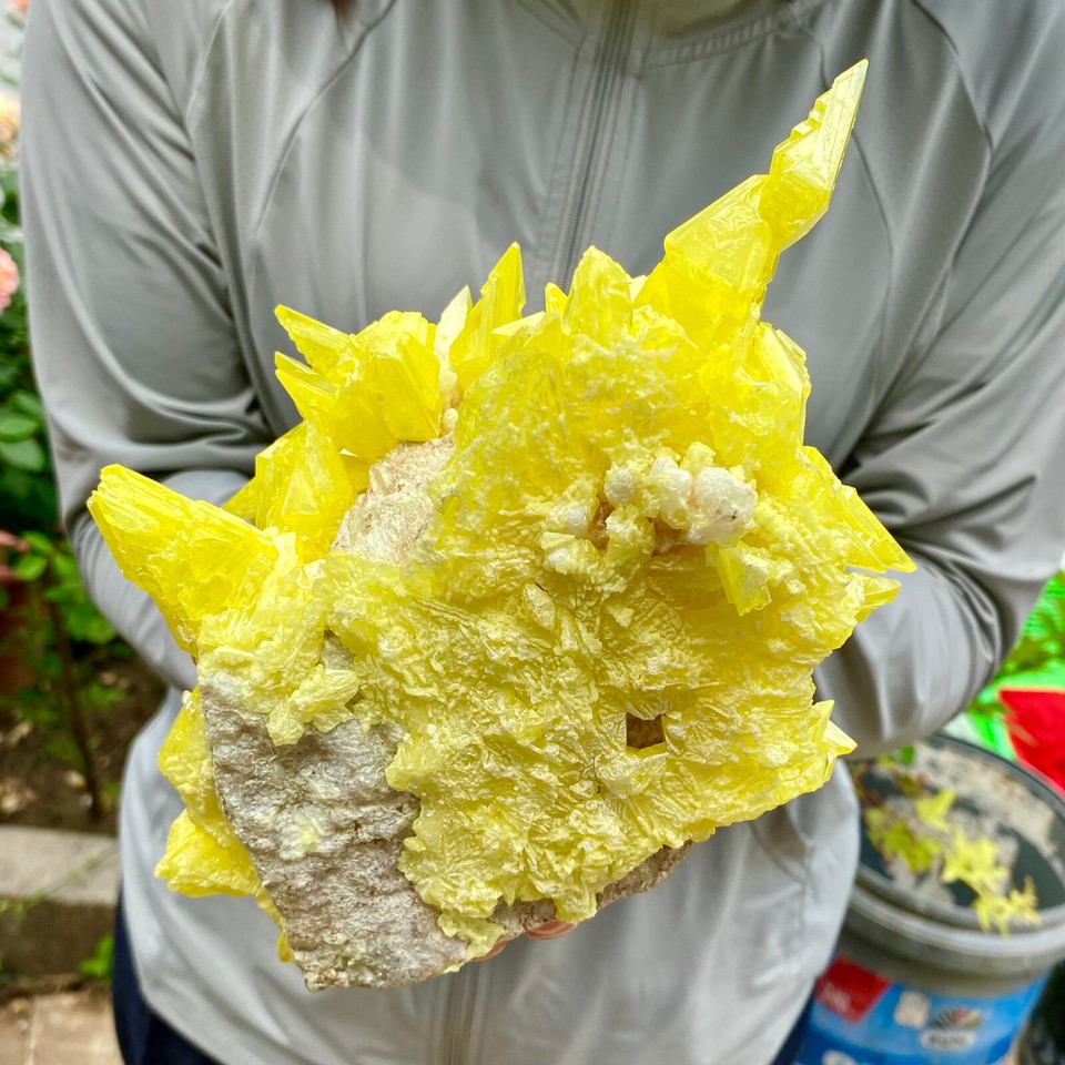 3.35LB Rare Natural yellow sulfur crystal quartz crystal mineral ...