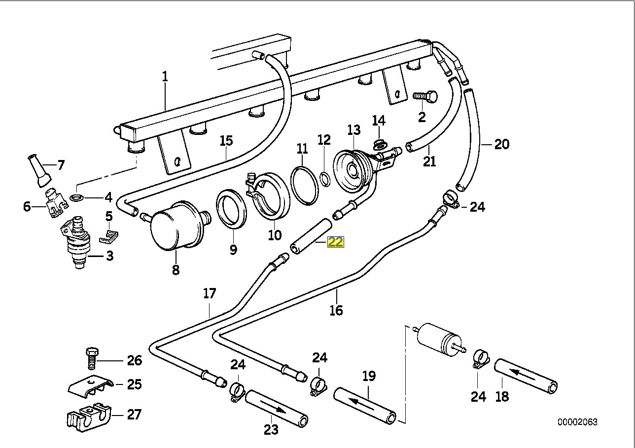BMW E36 M3 S50 Engine Fuel Rail Return Hose Pipe Line 13311403416 New ...