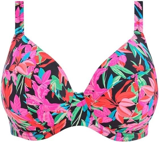 Elomi BLACK Savaneta Plunge Underwire Bikini Swim Top, US 40DDD, UK 40E ...