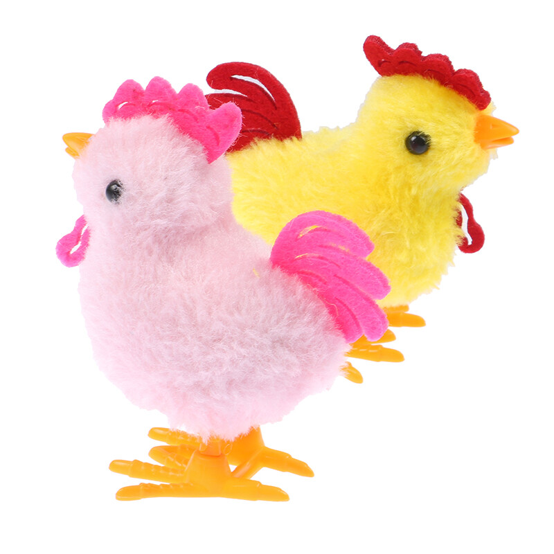 Plush Wind Up Chicken Kids Educational Toy Clockwork Jumping Walking ...