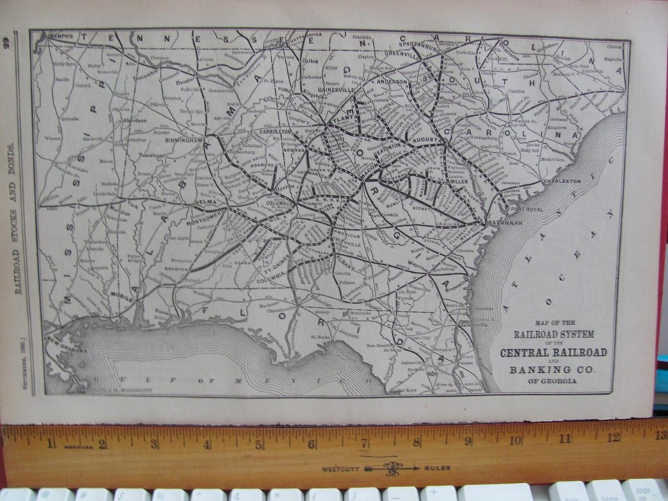 1890 SEPT CENTRAL NEW ENGLAND & WESTERN RAILROAD ORIGINAL SYSTEM MAP ...