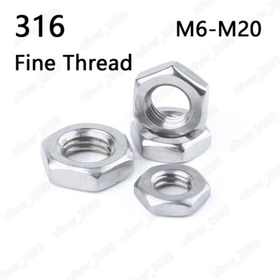 Fine Thread 316 Stainless Steel Thin Hex Nuts M6 M8 M10 M12 M14 M16 M18 ...