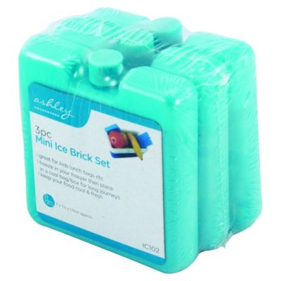 3 Blue Mini Ice Brick Block Freezer Cooler Bag Lunch Box Picnic Travel ...