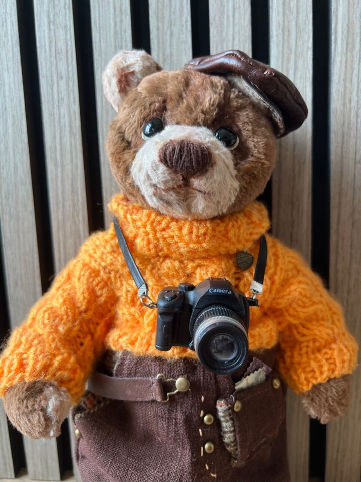 Artist teddy bear, stuffed bear, memory bear, photographer, handmade ...