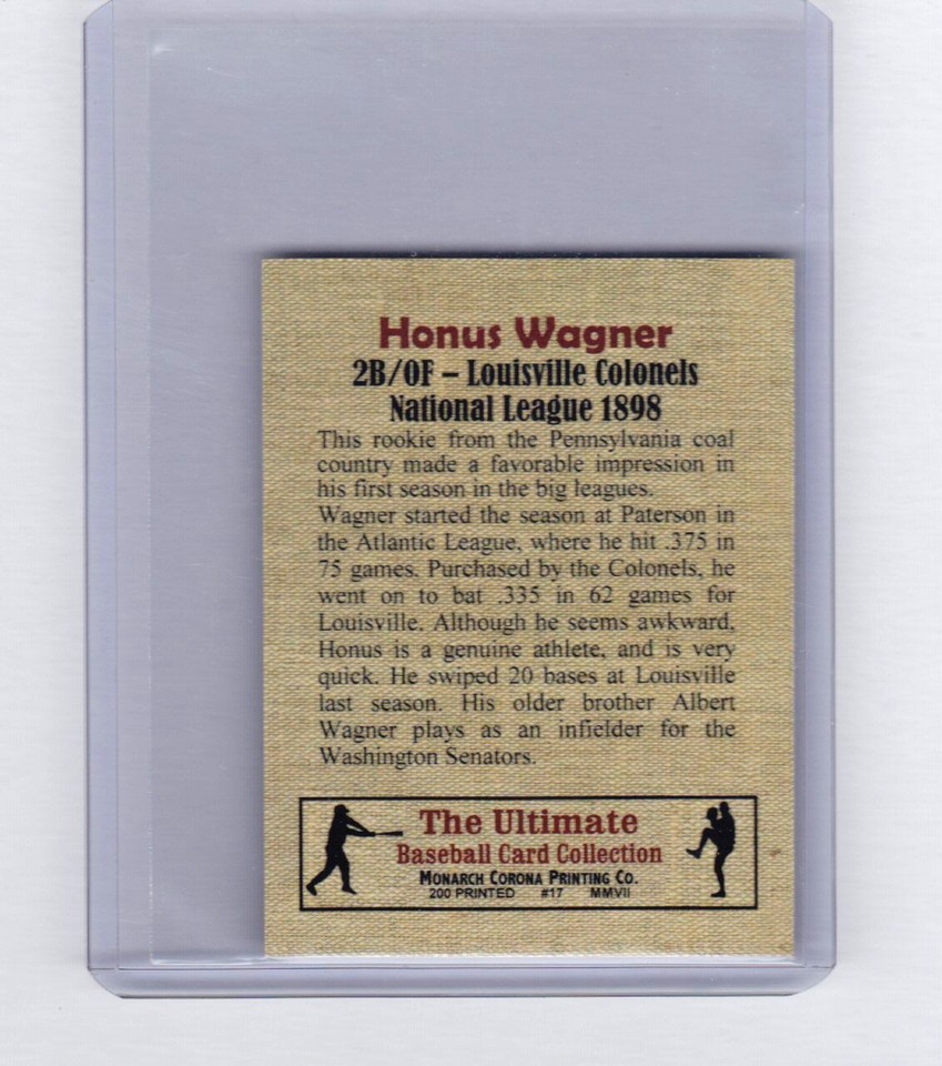 Honus Wagner, Louisville rookie year Ultimate Collection #17 / NM+ cond ...