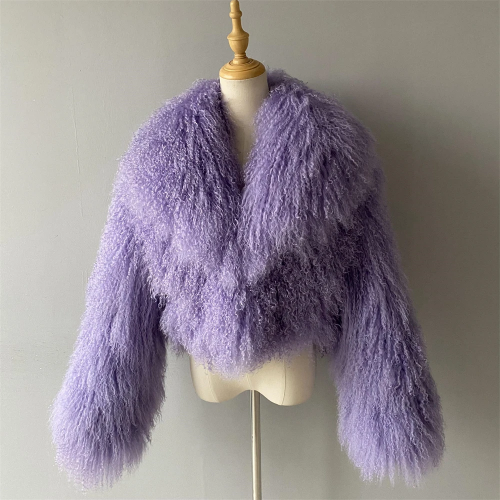 Women Real Mongolian Fur Coat Big Lapel Real Fur Warm Fluffy Short ...