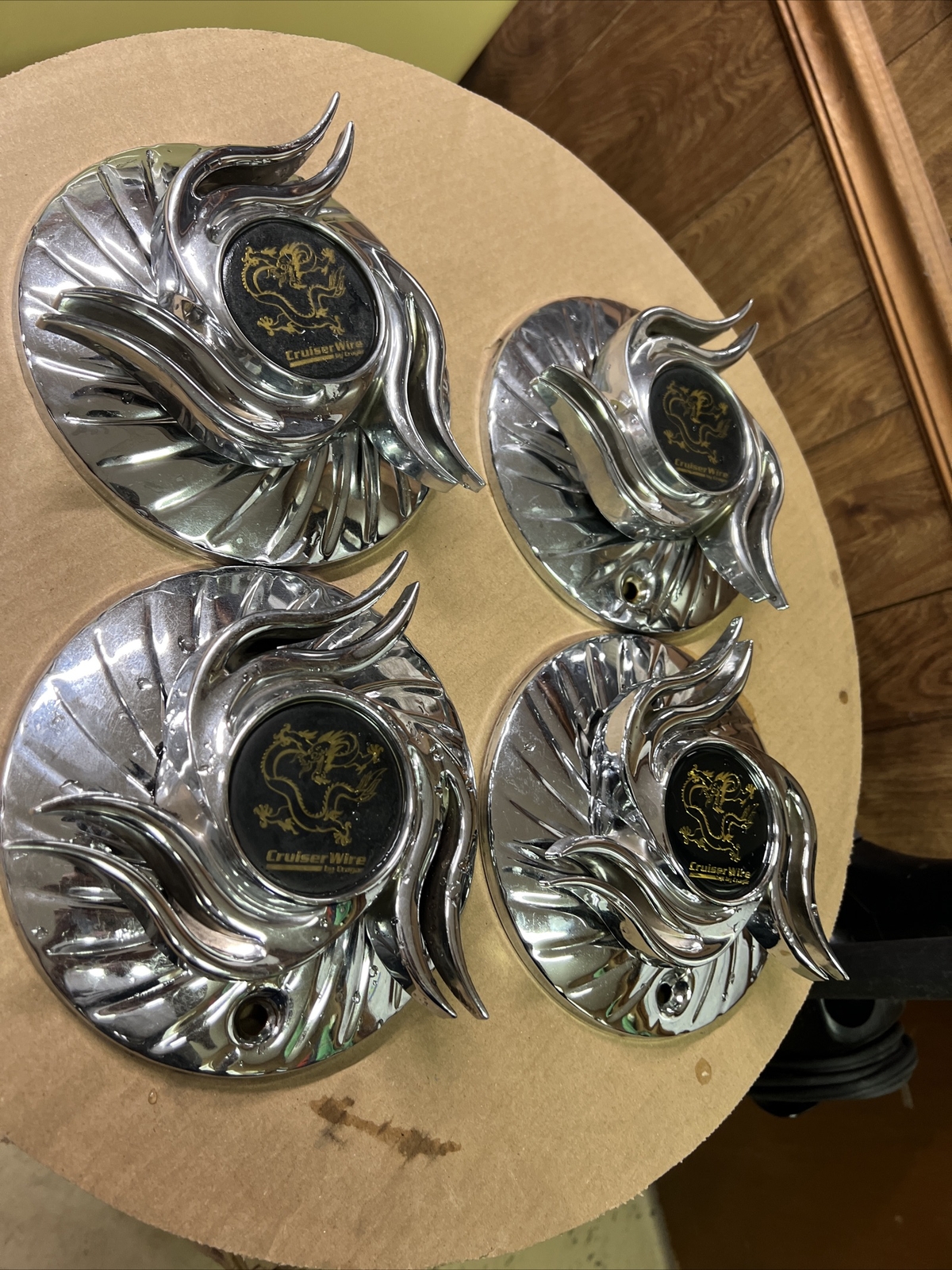 Set Of Four (4) Vintage Wire Wheel Center Caps For Crusier Wire Wheels ...