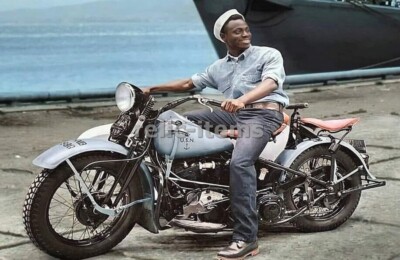WW2 PICTURE PHOTO US NAVY SAILOR ON MOTORCYCLE HARLEY DAVIDSON USN 6963 ...