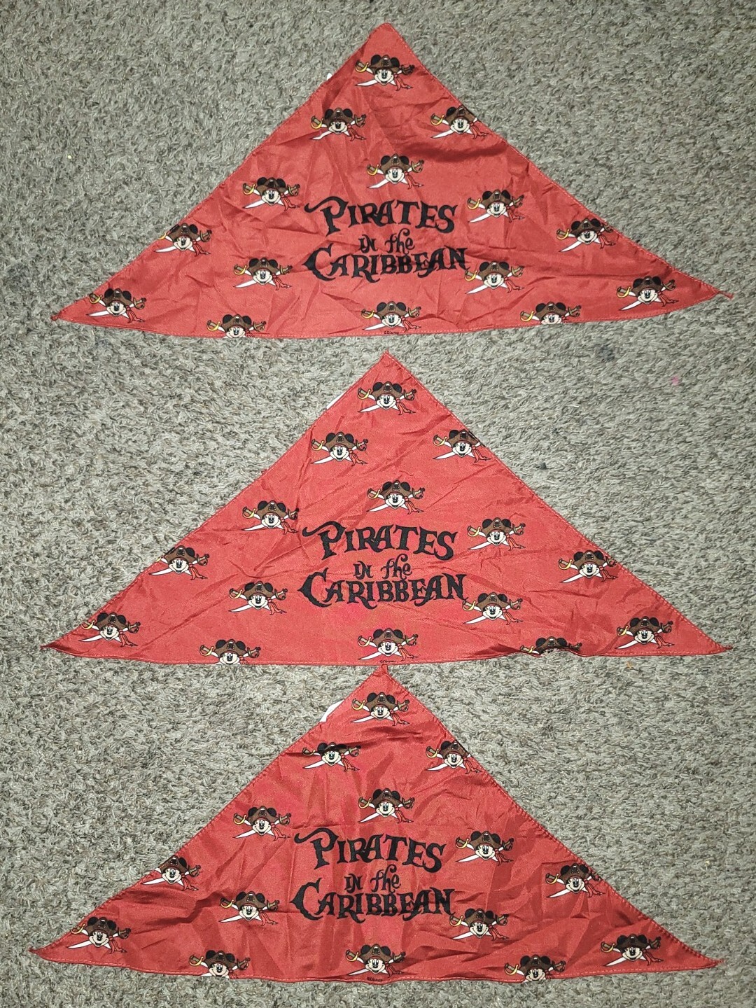 Disney Pirates Of The Caribbean Red Handkerchief Bandana Lot-3 Johnny ...