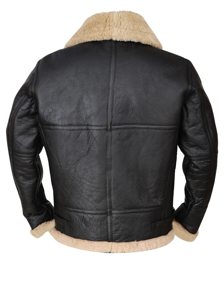 B3 Sheepskin Shearling Leather Jacket- WWII Bomber Fur Aviator-Custom ...