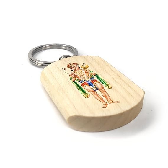 Hanuman Ji Keychain: Symbol of Devotion - Natural Wood, Vivid Colors ...